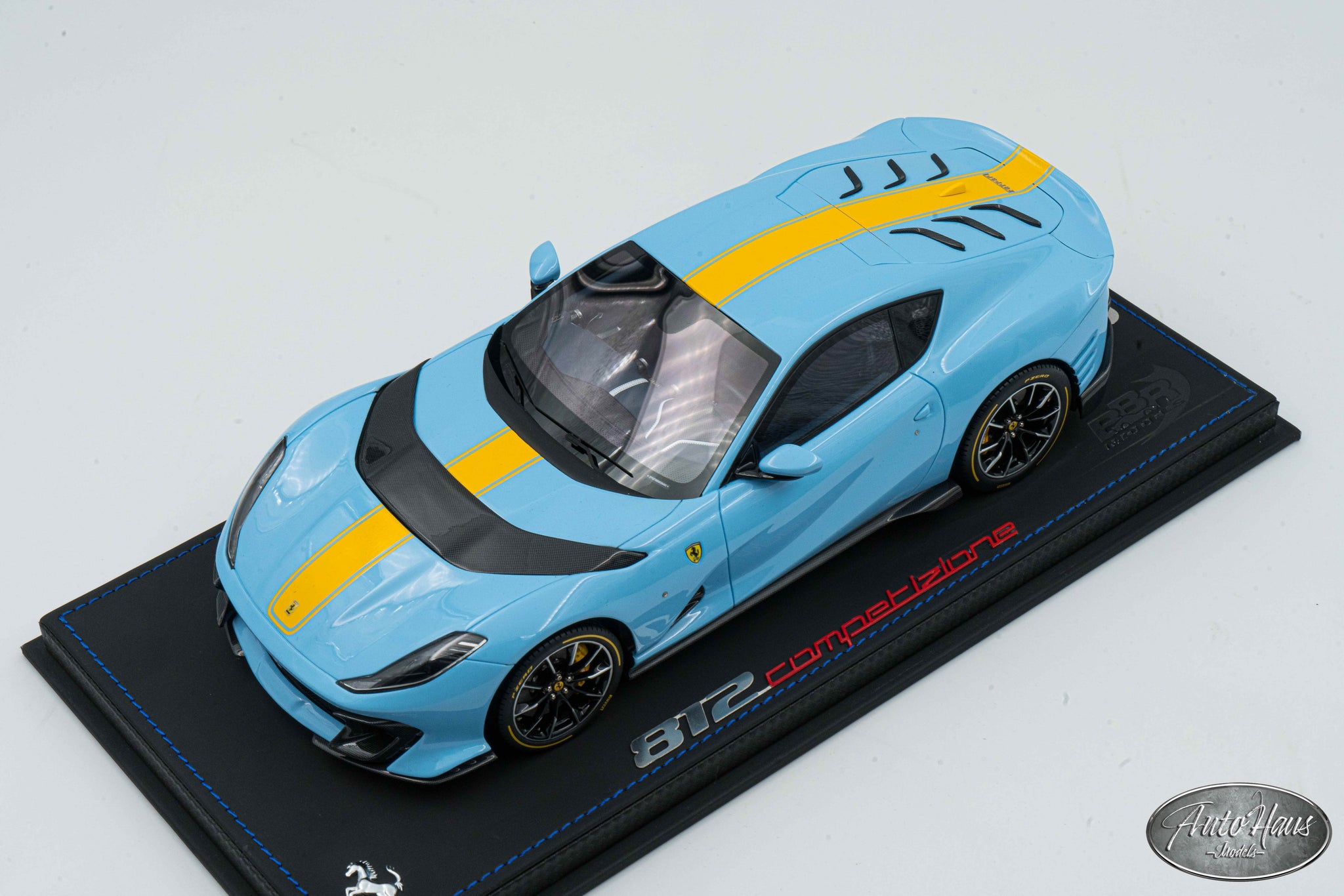 1/18 BBR Ferrari 812 Competizione Blue with Yellow Stripe – AutoHaus Models