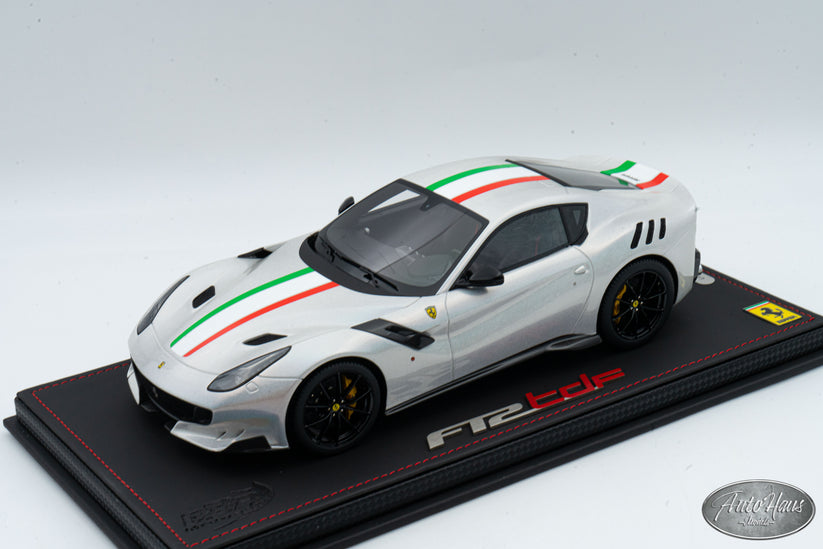 1/18 BBR Ferrari F12 TDF White with Italian Flag – AutoHaus Models